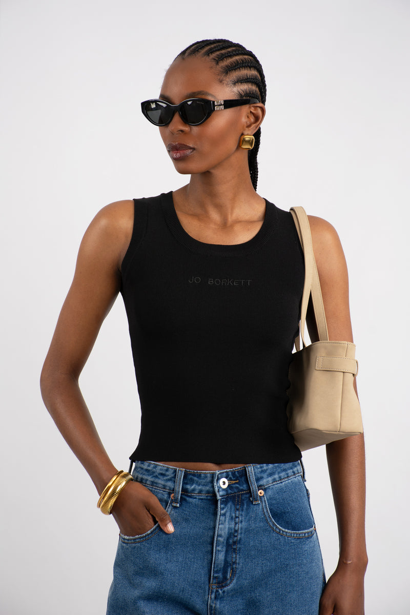 Logo Knitted Tank Top - Black – Jo Borkett Fashions PTY LTD